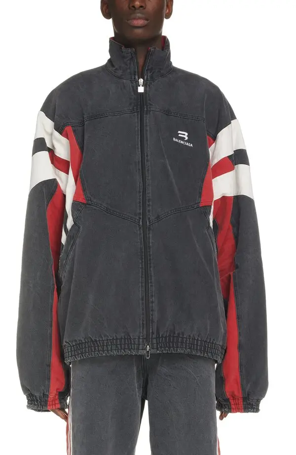 ジャケット・アウター BALENCIAGA DENIM TRACK JACKET Balenciaga Denim Track Jacket - Washed Black | Editorialist